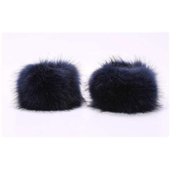 Wife of Eric | Accessories | Faux Fur Wrist Cuffs In Navy | Poshmark